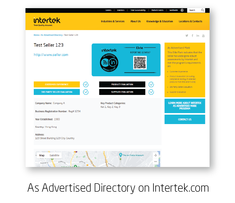 Intertek As Advertised Program